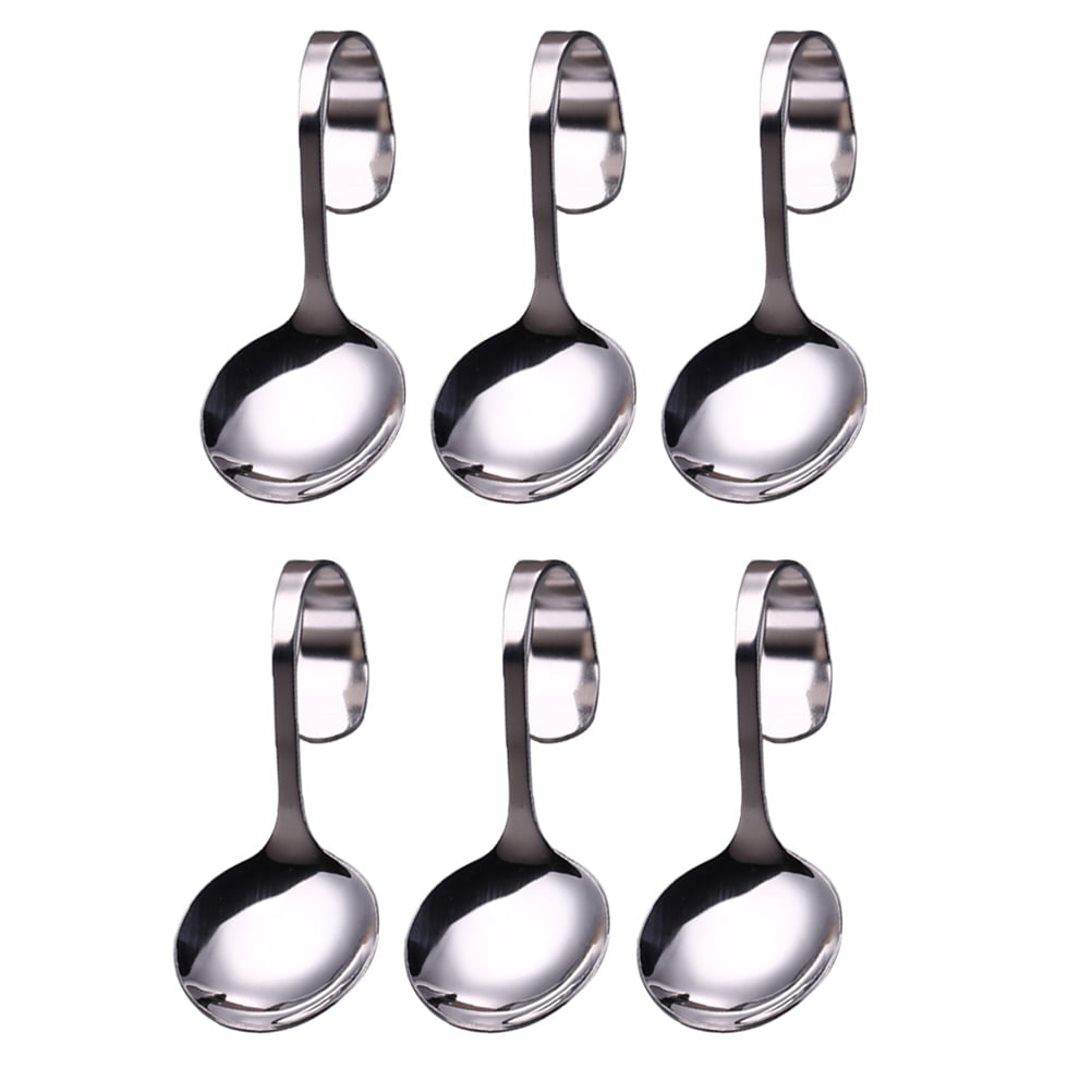 MOKKHNB 6Pcs Curved Spoons for Serving Desserts Stainless Steel with ...