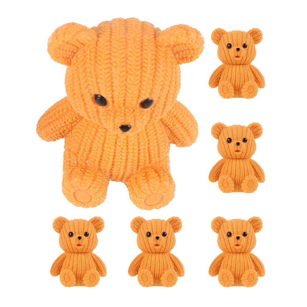 MOKKHNB 6Pcs Miniature Bear Figurines Orange PVC Cake Decoration Table ...