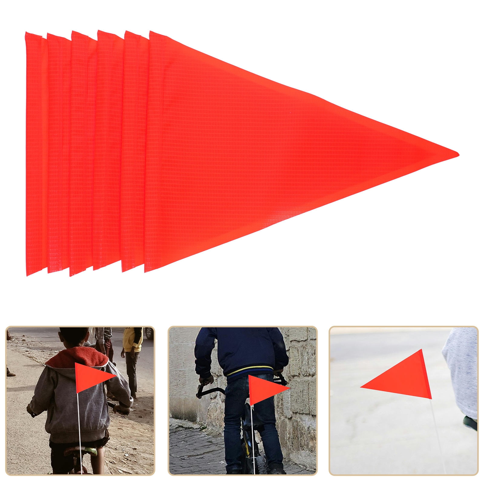 MOKKHNB 6Pcs Red PVC Safety Bicycle Flag, Triangular for Children 11In ...
