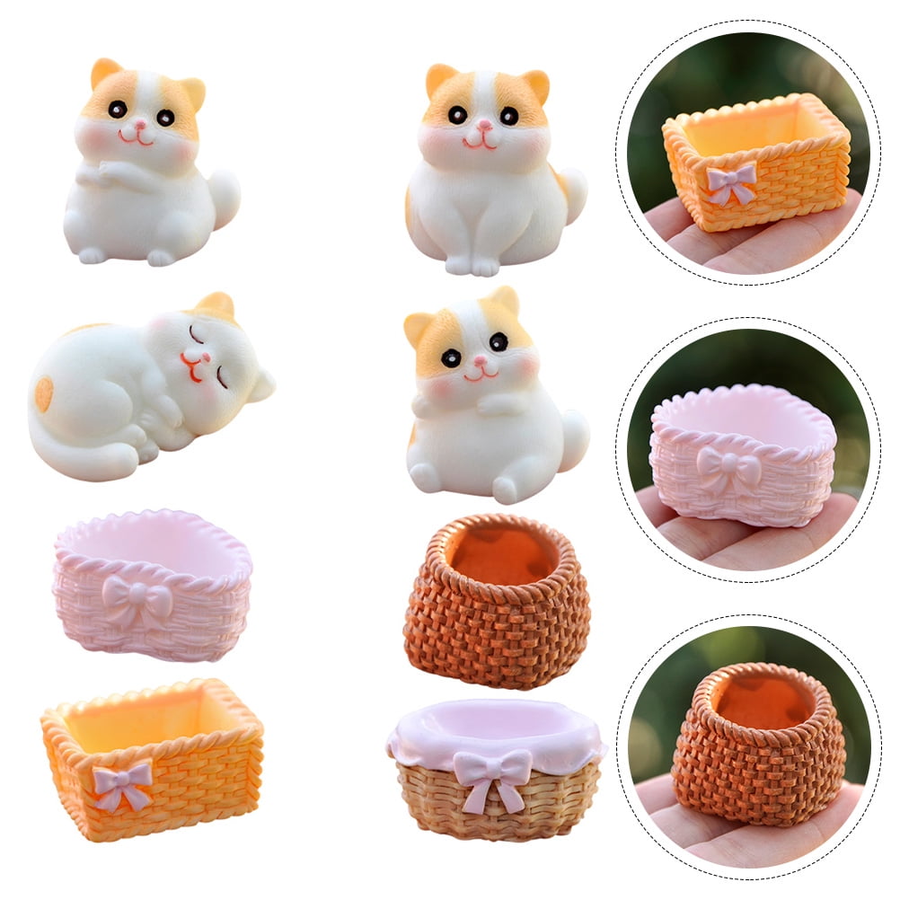 MOKKHNB 8Pcs Resin Cat Mini Figurines Multi Coloured For Desktop ...
