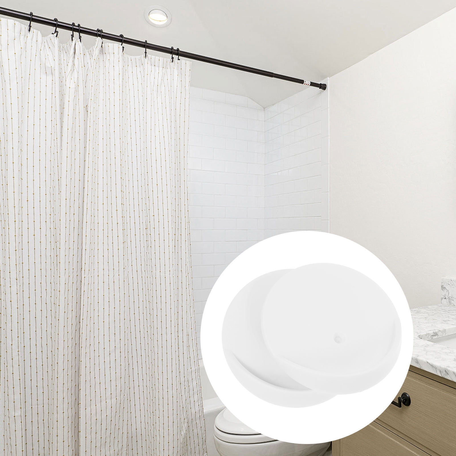 MOKKHNB Adhesive Shower Rod Retainers 2Pcs White Abs Material Support ...