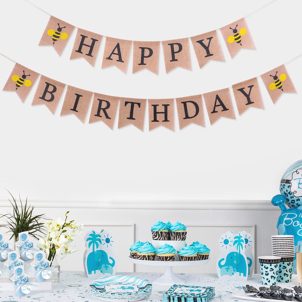 MOKKHNB Custom Happy Birthday Sign for Backdrop 17x5in Multi Colored ...