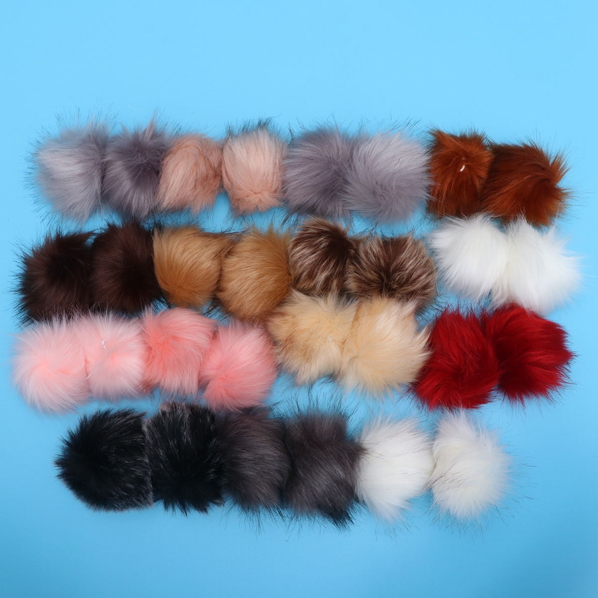 MOKKHNB Fluffy Simulated Fur Pom Assorted Color Round 30Pcs for Pompoms ...