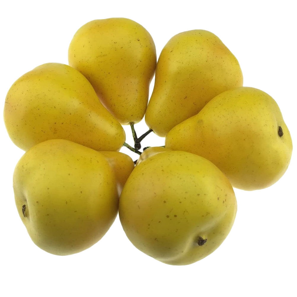 MOKKHNB Realistic Pear Decorations Plastic Yellow Photography Prop 6Pcs ...