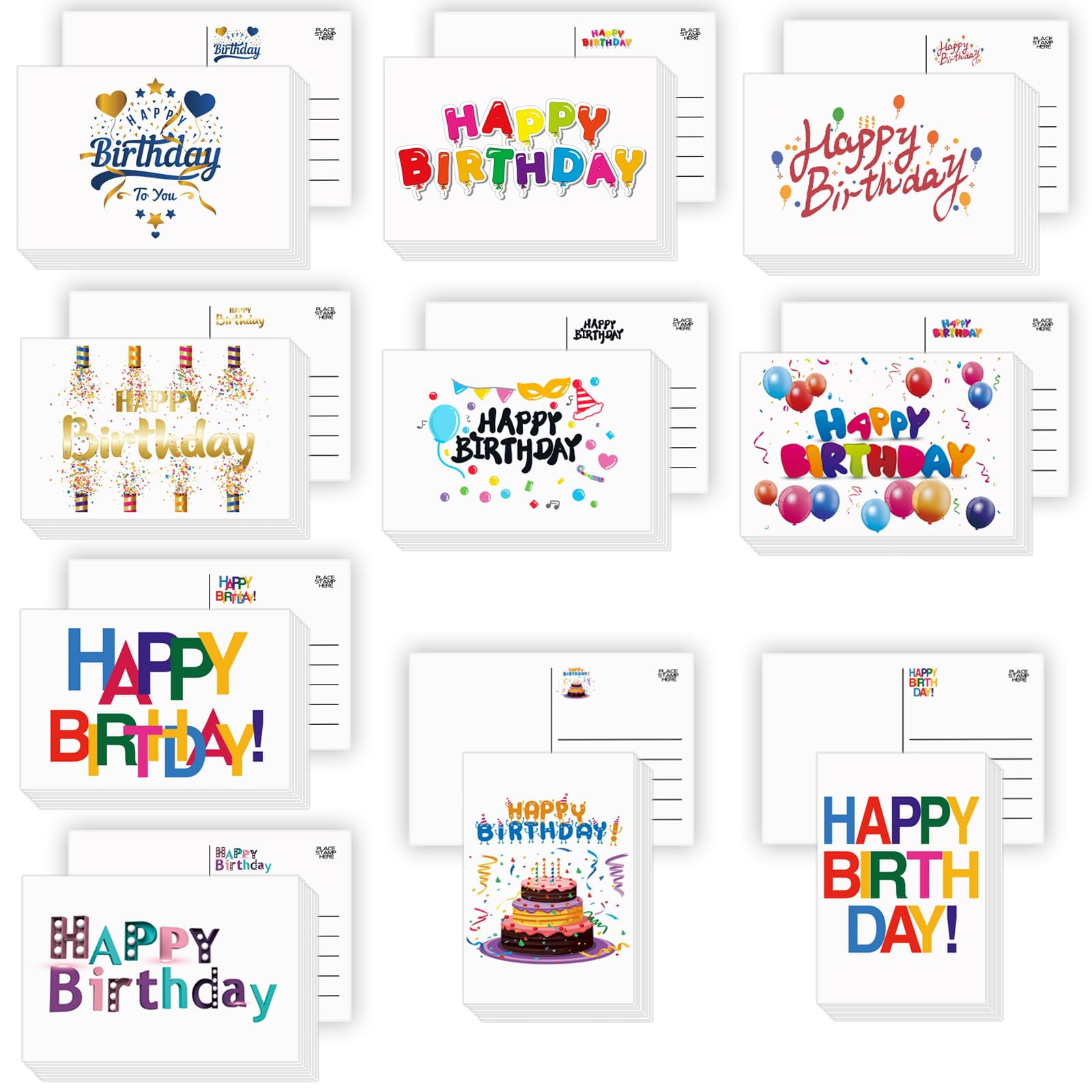 MOKTREGD 100 Pack Birthday Cards Happy Birthday Cards Assortment Bulk ...