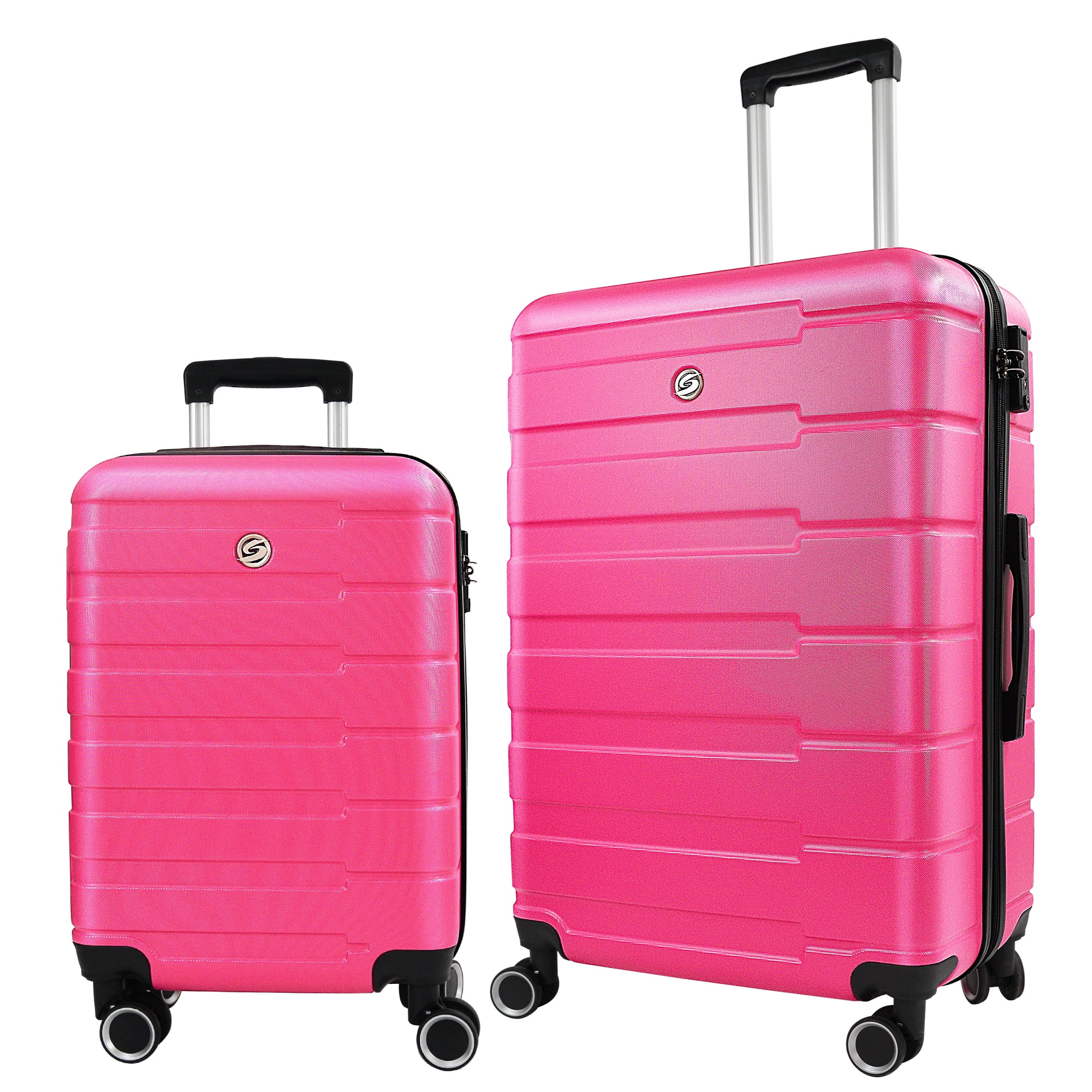 MOKUUD LUGGAGE Pink Luggage Sets 2 Piece, 20 and 24 inch ABS Hardside ...