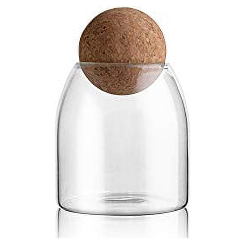 MOLADRI 500ML/16Oz Clear Glass Storage Cute Canister Holder Ball Wood ...
