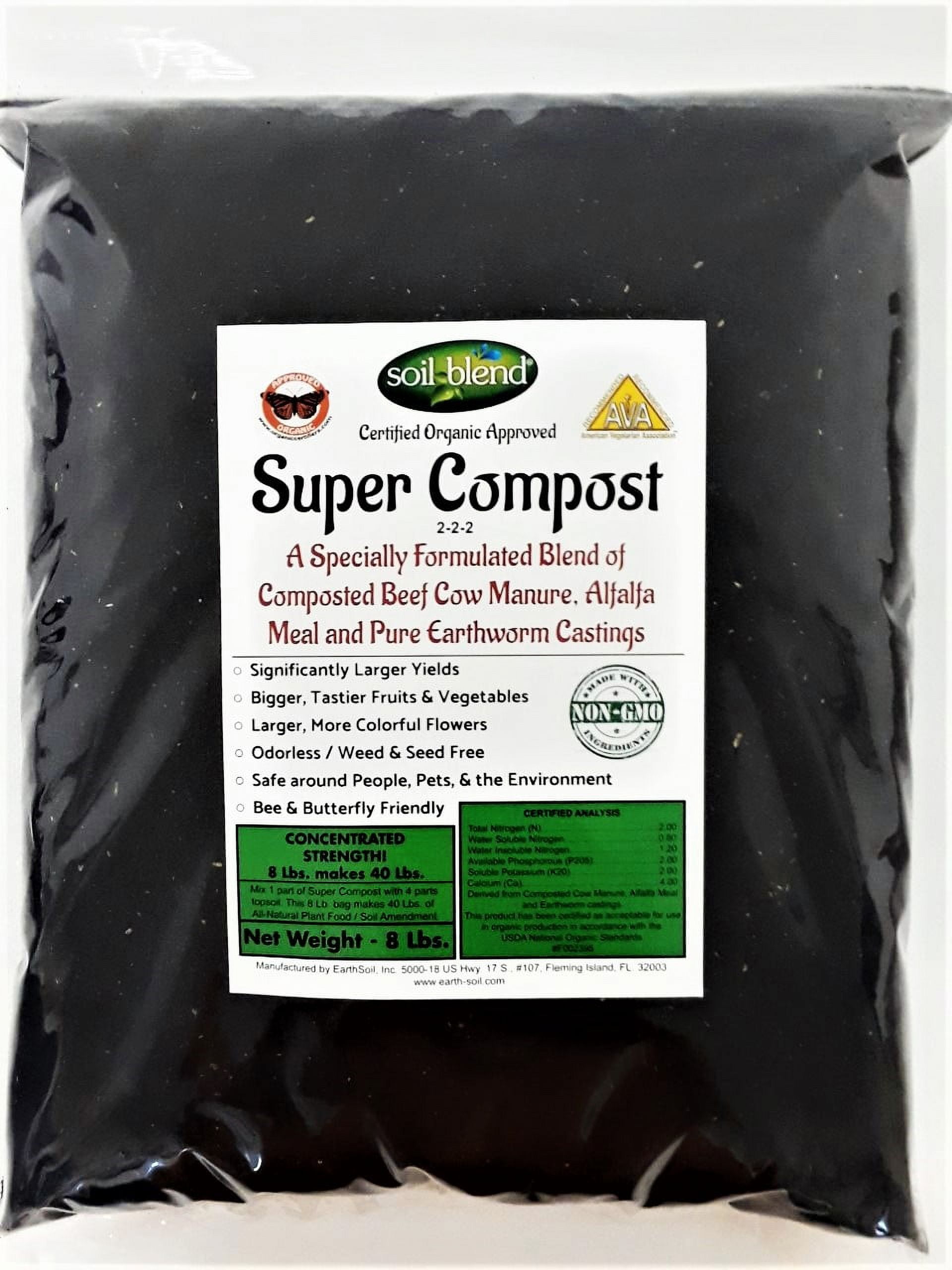 Soil Blend Super Compost Organic Planting Mix and Plant Food, 8 lbs ...