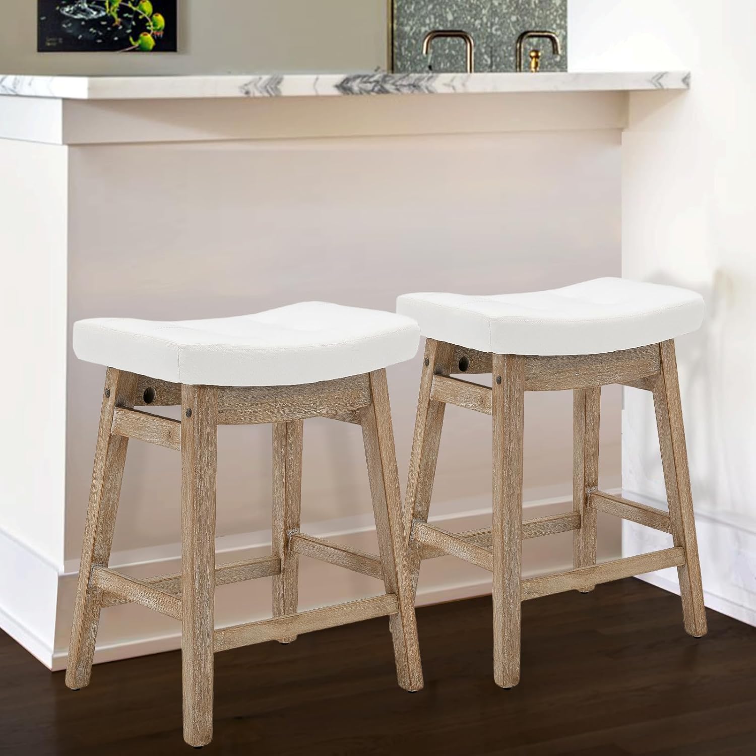 MOLENE Bar Stools Counter Height Set of 2 for Kitchen Counter Solid ...