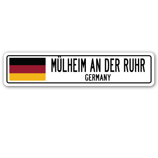 MOLHEIM AN DER RUHR GERMANY Street Sign German flag city country road ...