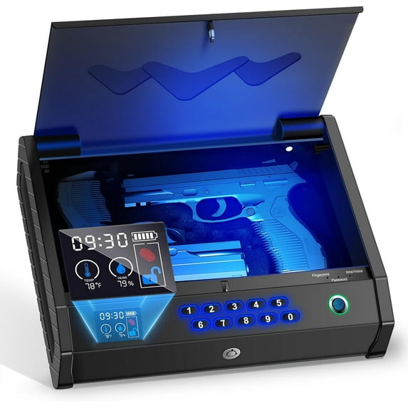 MOLICAR Gun Safe, Biometric Gun Safes for Handgun with LCD of Temp ...