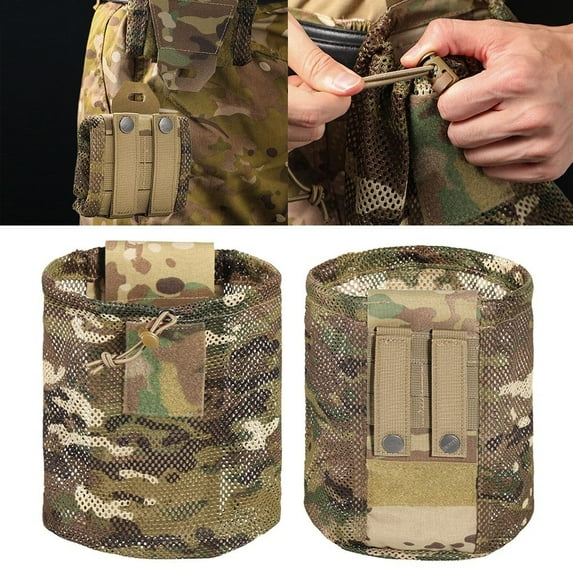 MOLLE Mesh Net Dump Pouch Belt Mount Drawstring Bag Belt Mount Hunting ...