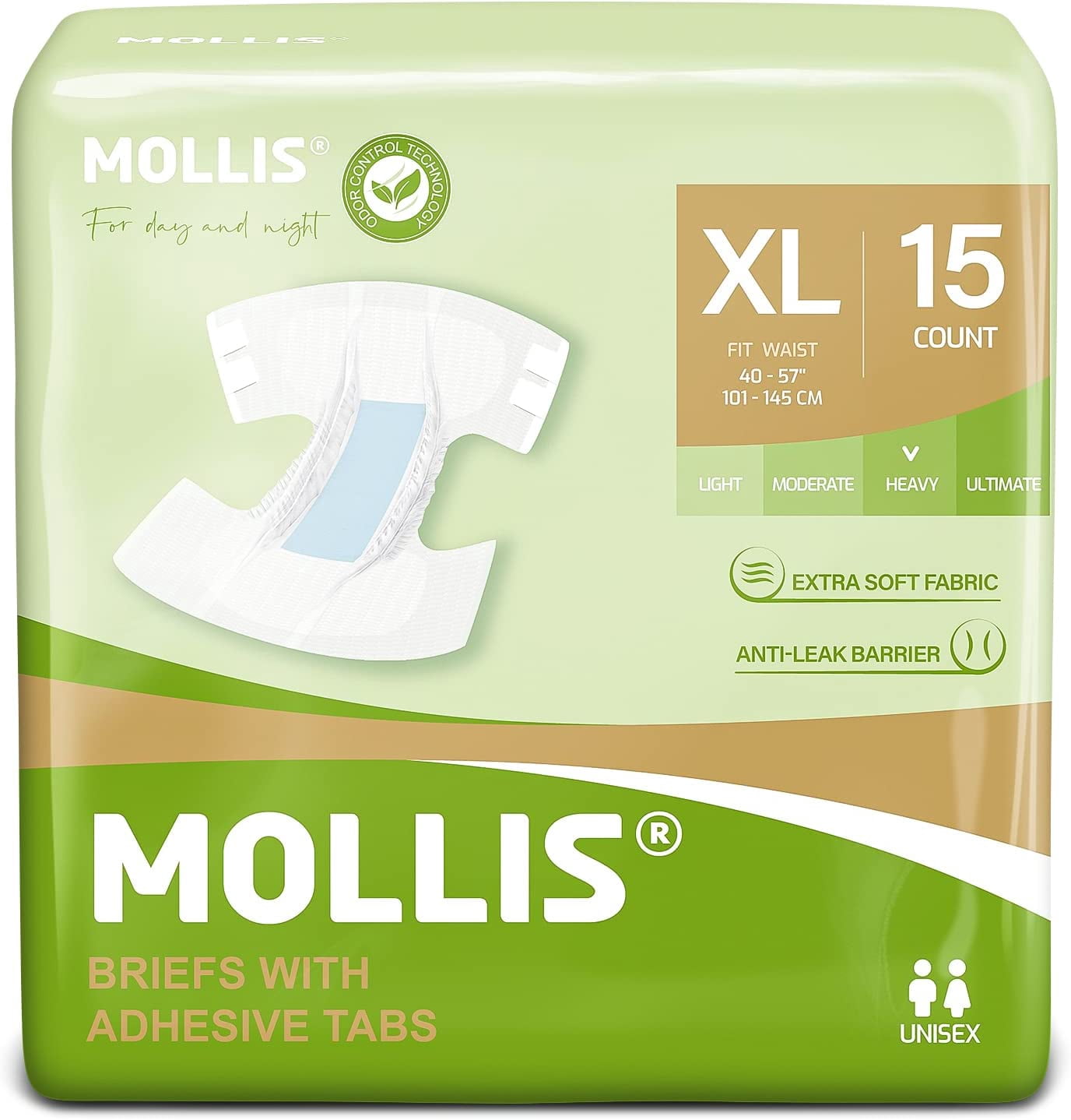 MOLLIS Adult Diapers for Women and Men, Unisex Disposable Incontinence ...