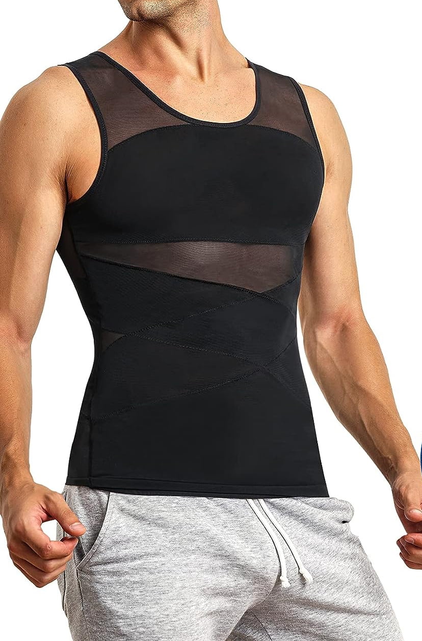 MOLUTAN Men's Compression Tank Top, Slimming Body Shaper Vest ...
