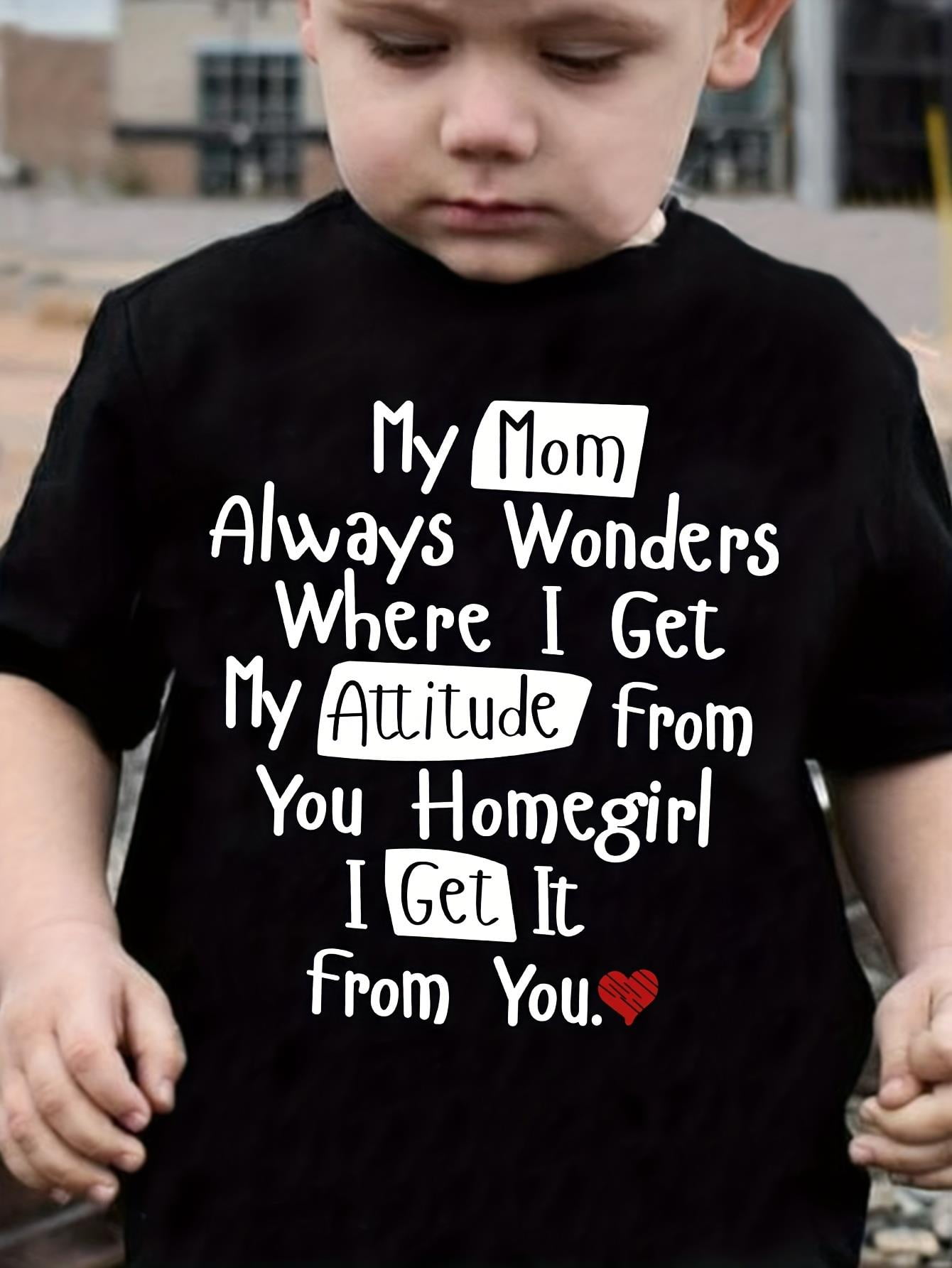 MOM ATTITUDE Print Boys T-shirt, Kids Summer Comfy Top, Children ...