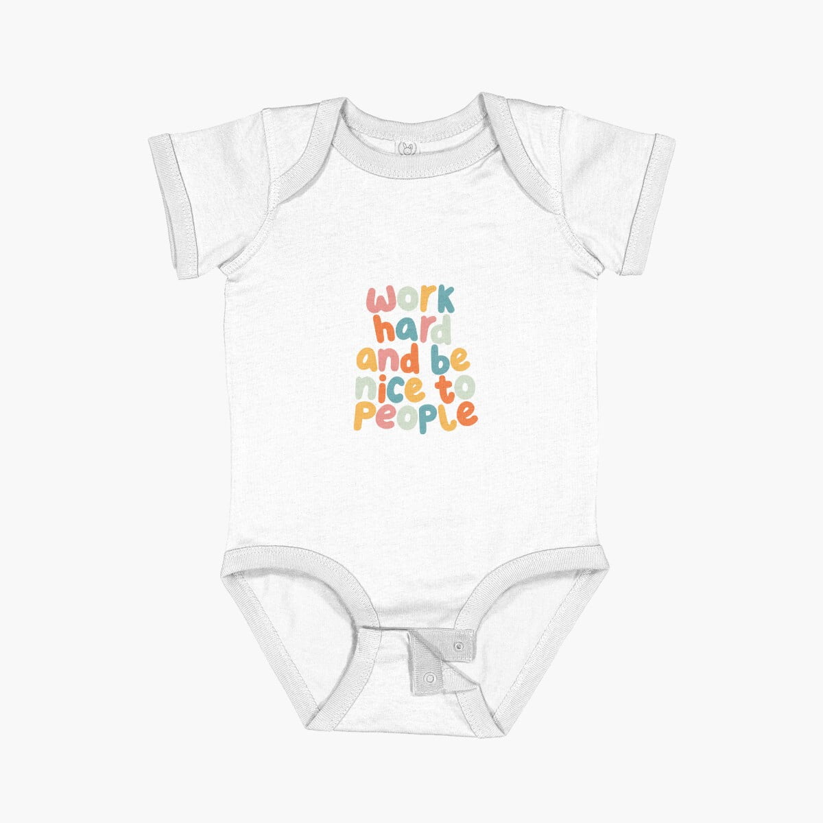 MOM & BABY Work Hard and Be Nice to People in black peach green yellow ...