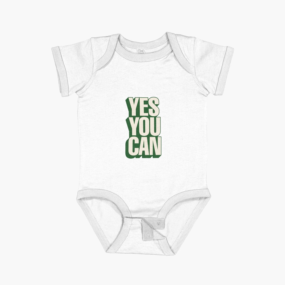 MOM & BABY Yes You Can typography in peach, green and white Short ...