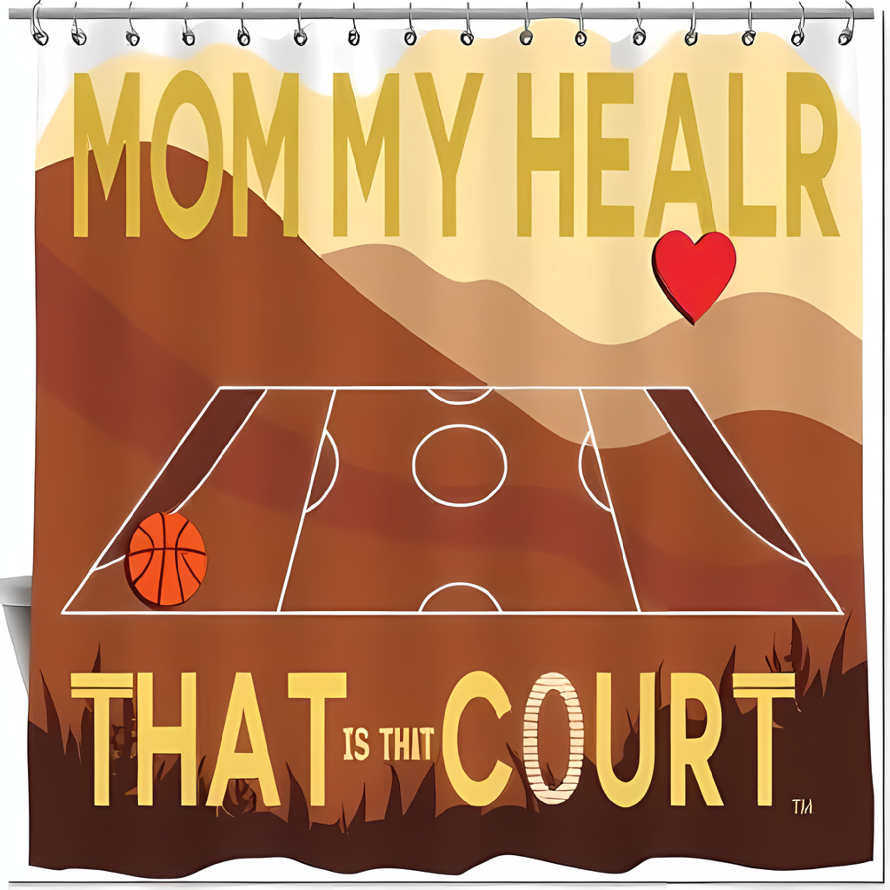 MOM MY HEALER Shower Curtain - Vibrant Design with Basketball Court ...