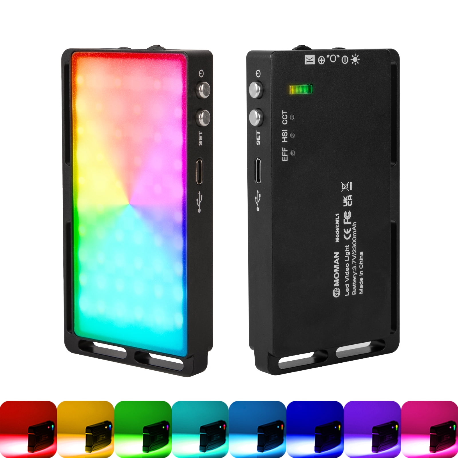 MOMAN ML1(RGB) Led Video Pocket Light 360Full Color Light Rechargeable ...