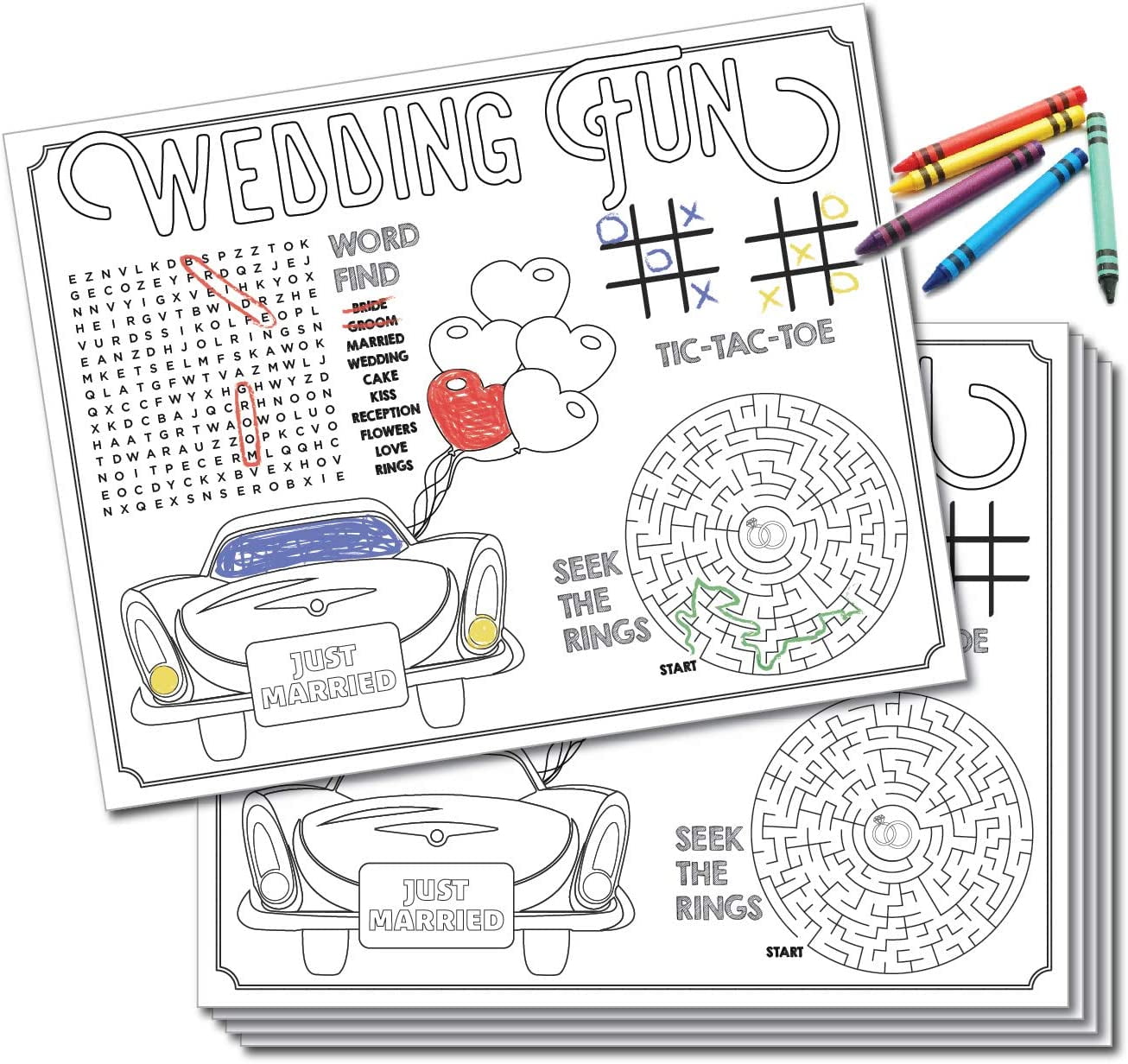 UP THE MOMENT Kids Wedding Activity Placemats - 24 Count, Wedding ...