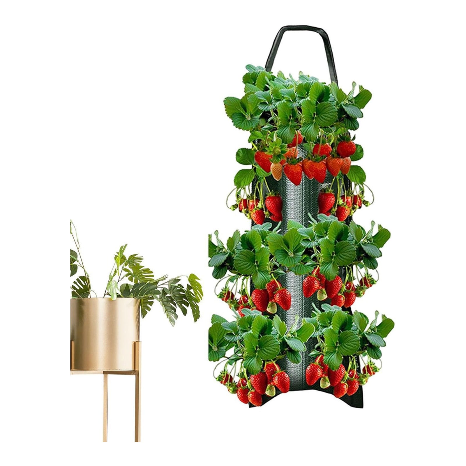 MOMFEI Hanging Strawberry Planter Bags,Upside-Down Patio Garden Grow Bags for Tomatoes and ...