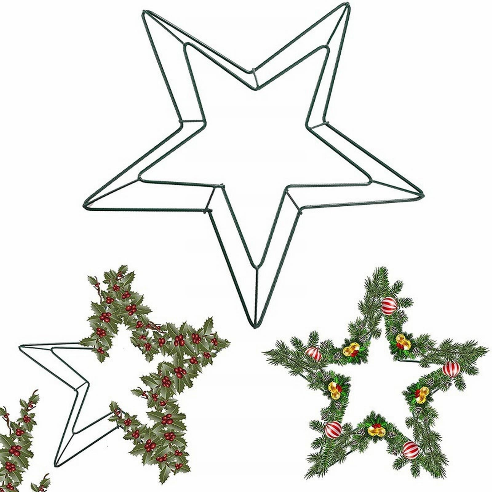 MOMFEI Metal Wire Star Wreath Frame,11.8 Inch Star Shaped Wreath Rings ...