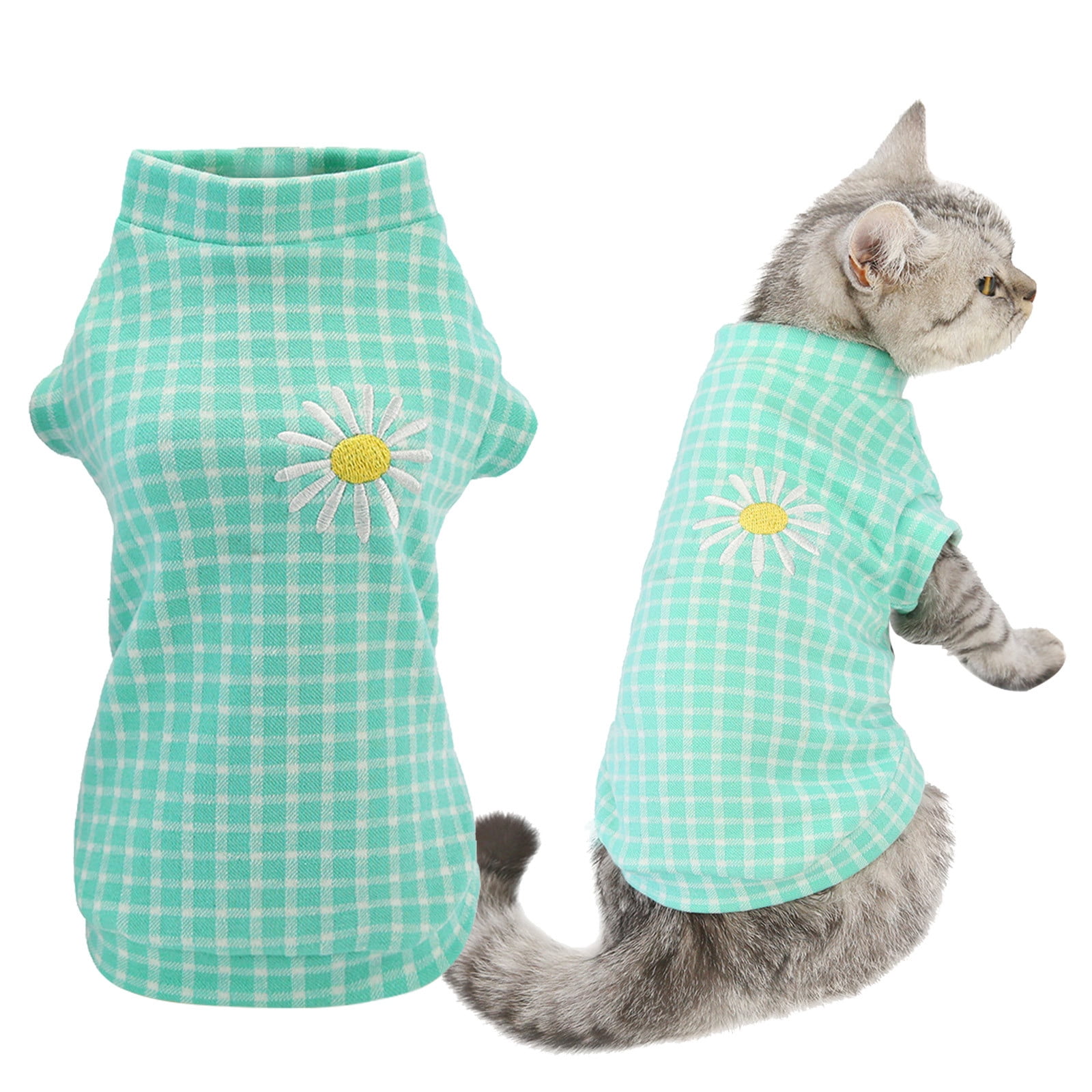 MOMFEI Pet Clothes, Small Dog Clothing, Plaid Print Sport Dress T ...