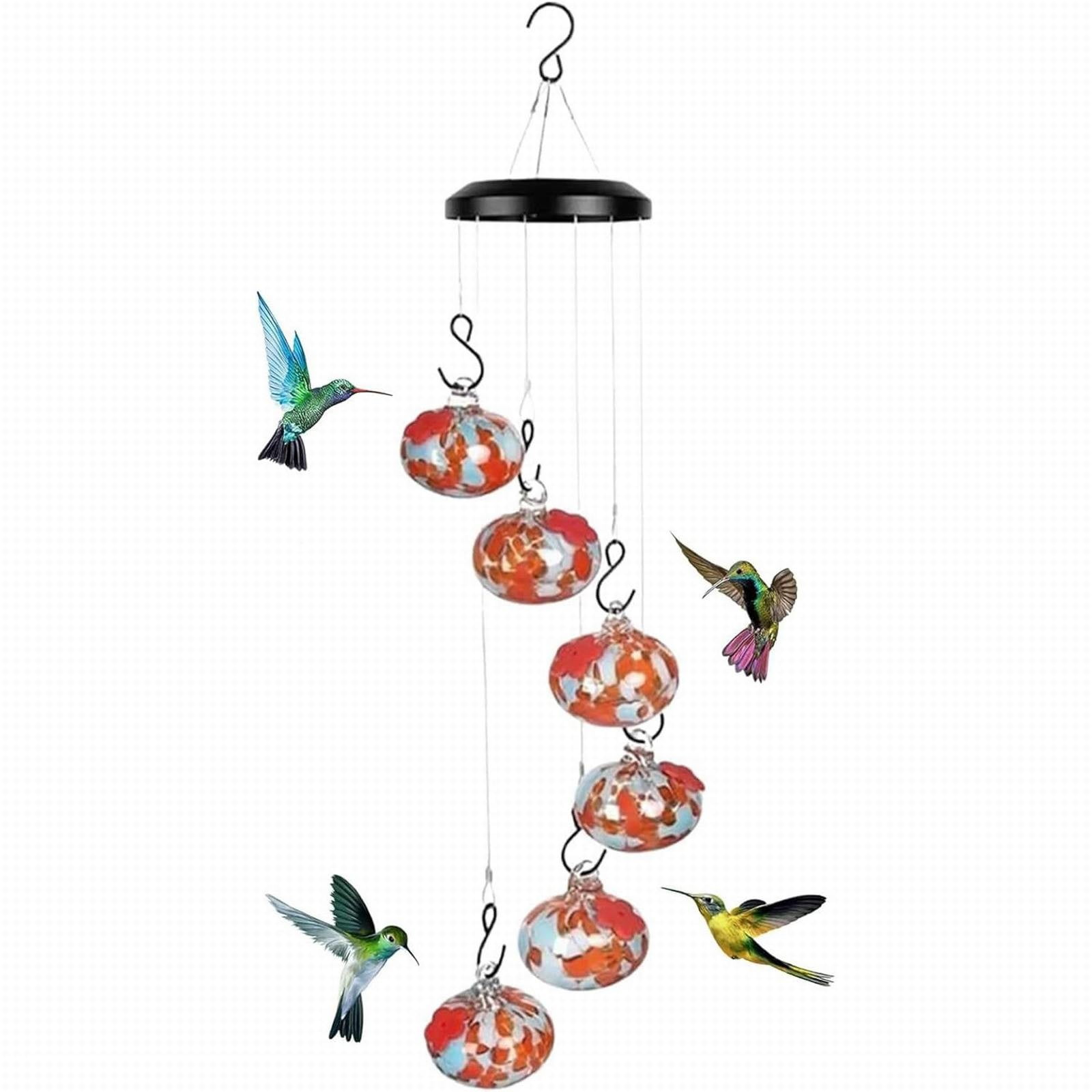 MOMFEI Unique Hand-Blown Glass Hummingbird Feeder Wind Chimes,Charming ...