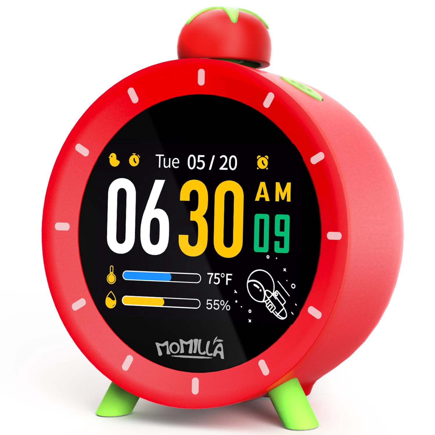 MOMILLA Kids Alarm Clock for Bedrooms, Colorful Display 7-Day ...