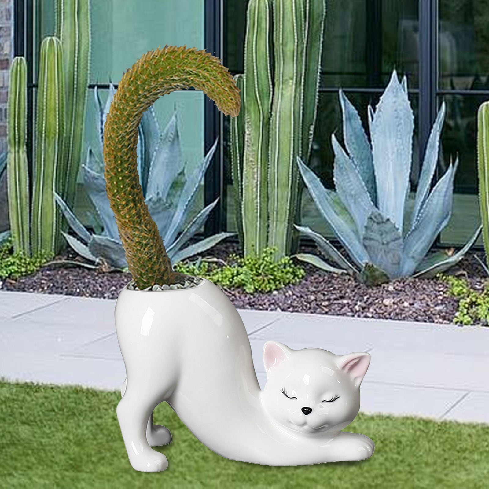 MOMKER Clearance Flower Pots,Ceramic Tailless Cat Succulent Pots Cute ...