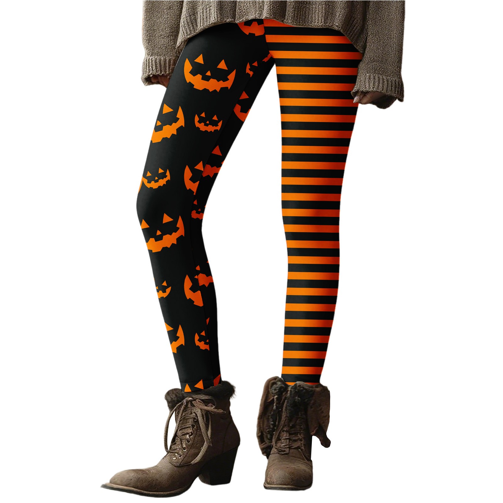 MOMKER Halloween Leggings Pumpkin Pajama Pants High Waisted Leggings ...