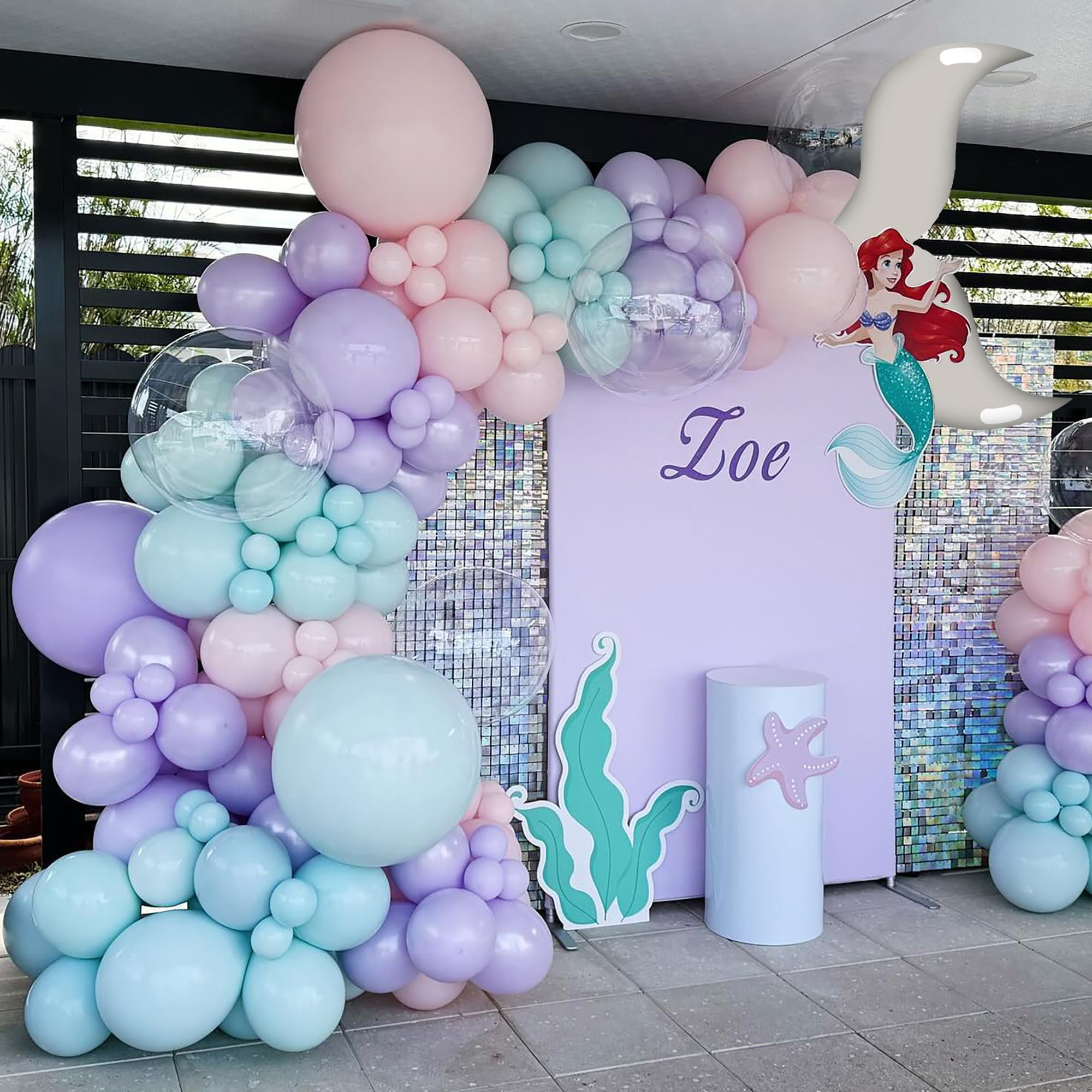 MOMO RUCCI Mermaid Balloons Arch Garland KKS1 Kit,144pc Pastel Blue ...