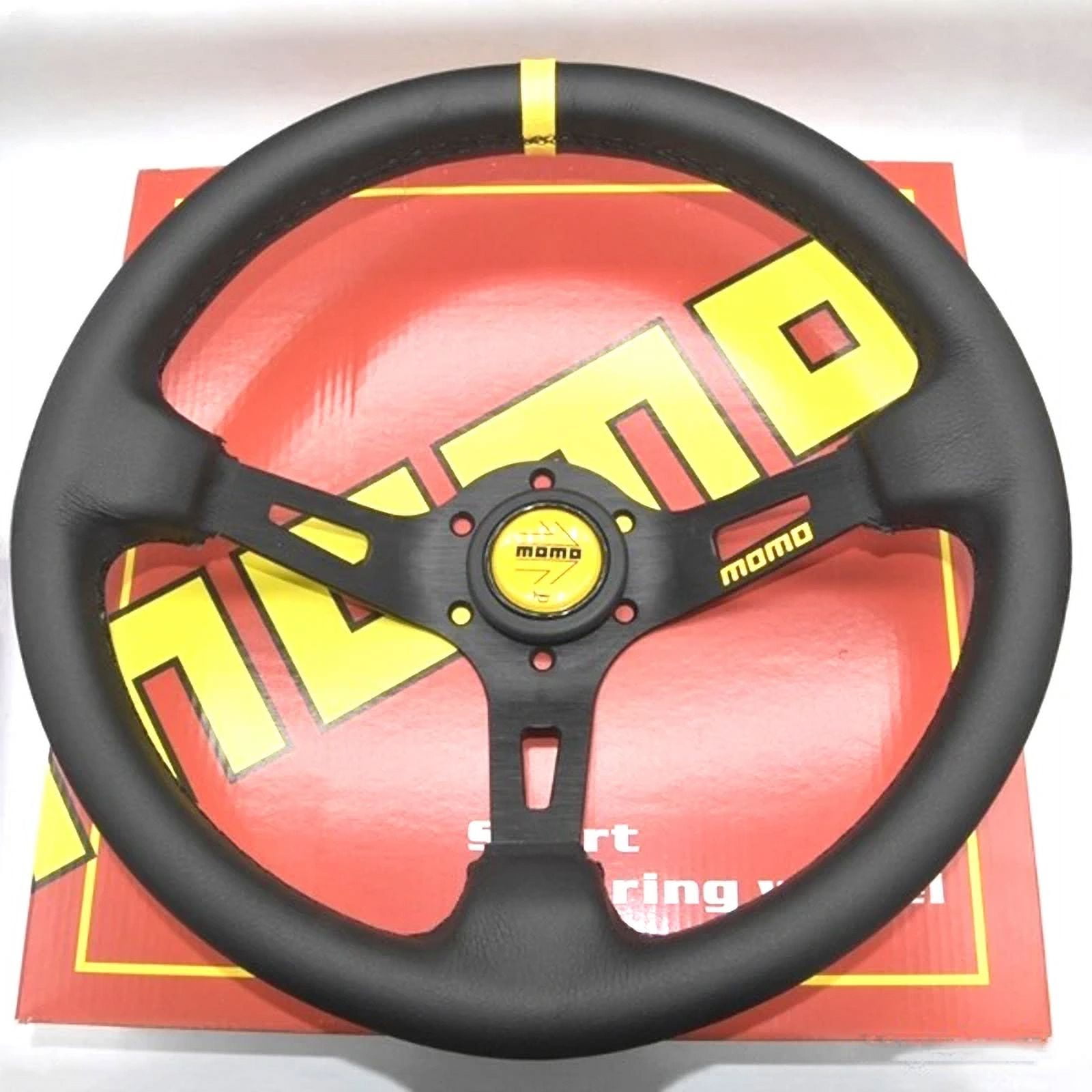 MOMO Steering Wheel Leather Racing Steering Wheel Deep Corn 14 Inch 350mm Drifting Sport ...