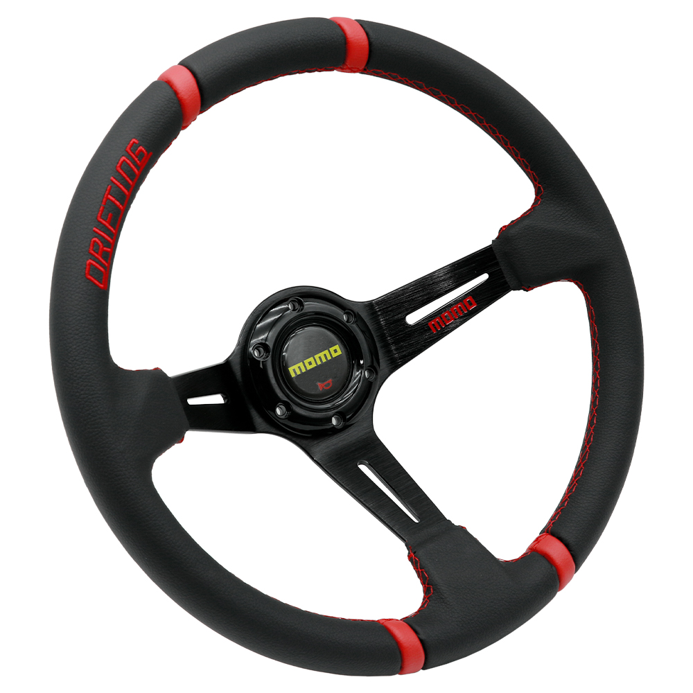 MOMO deep dish pvc Leather 14inch/350mm Racing Sport Steering Wheel - Walmart.com
