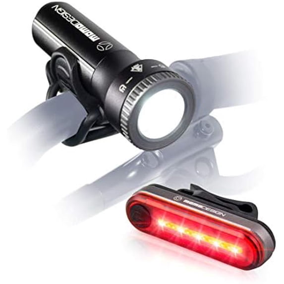 MOMODESIGN Bike HL02+RL03KIT Bicycle Light Kit, Zoomable USB Front ...