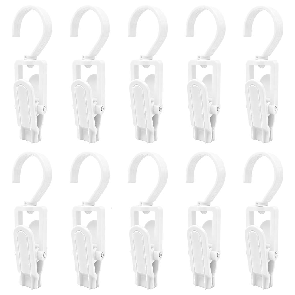 MOMOJIA 10pcs 360 Degree Rotating Hooks with Clips Plastic Clothes Clip ...