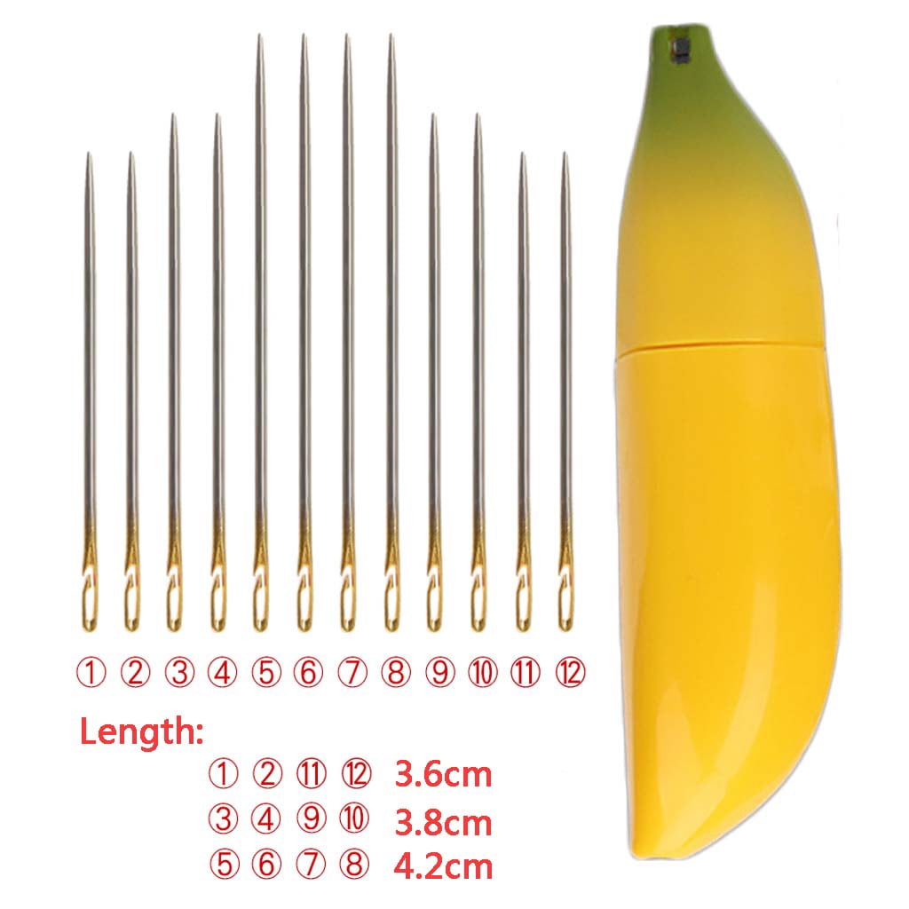 MOMOJIA 12 Pieces Self Threading Sewing Needles Embroidery Needles with ...