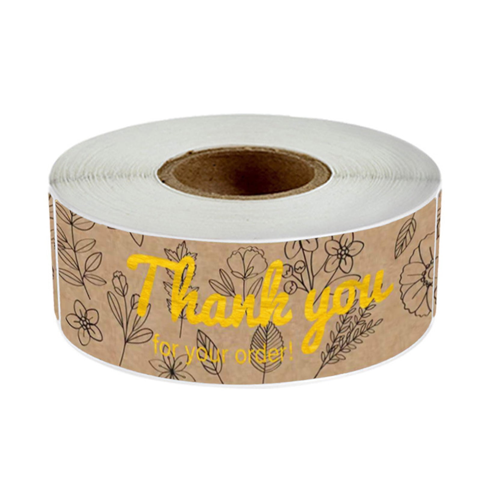 MOMOJIA 120pc Thank You Label Sticker Roll Rectangular Kraft Paper for ...