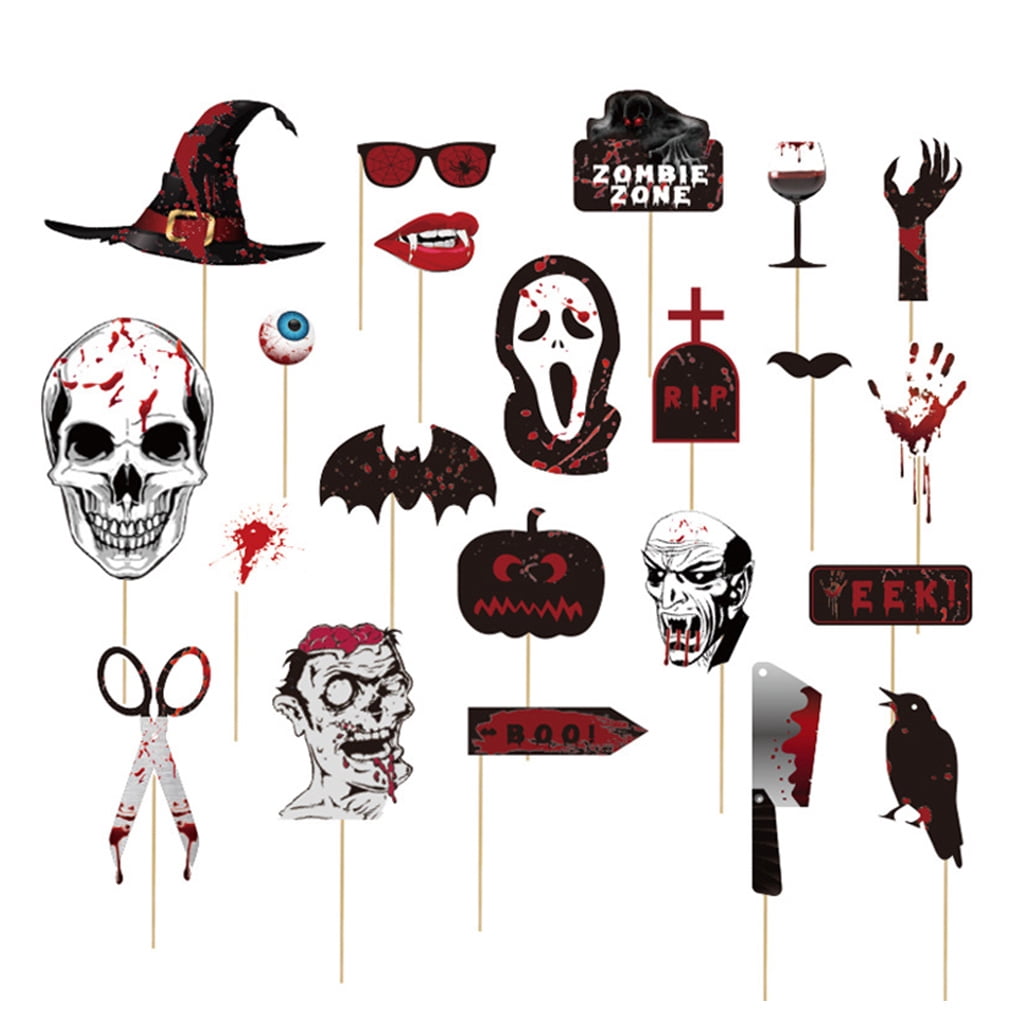 MOMOJIA 22pcs Photo Booth Props Horror for Vampire Bloody Cake Topper D ...