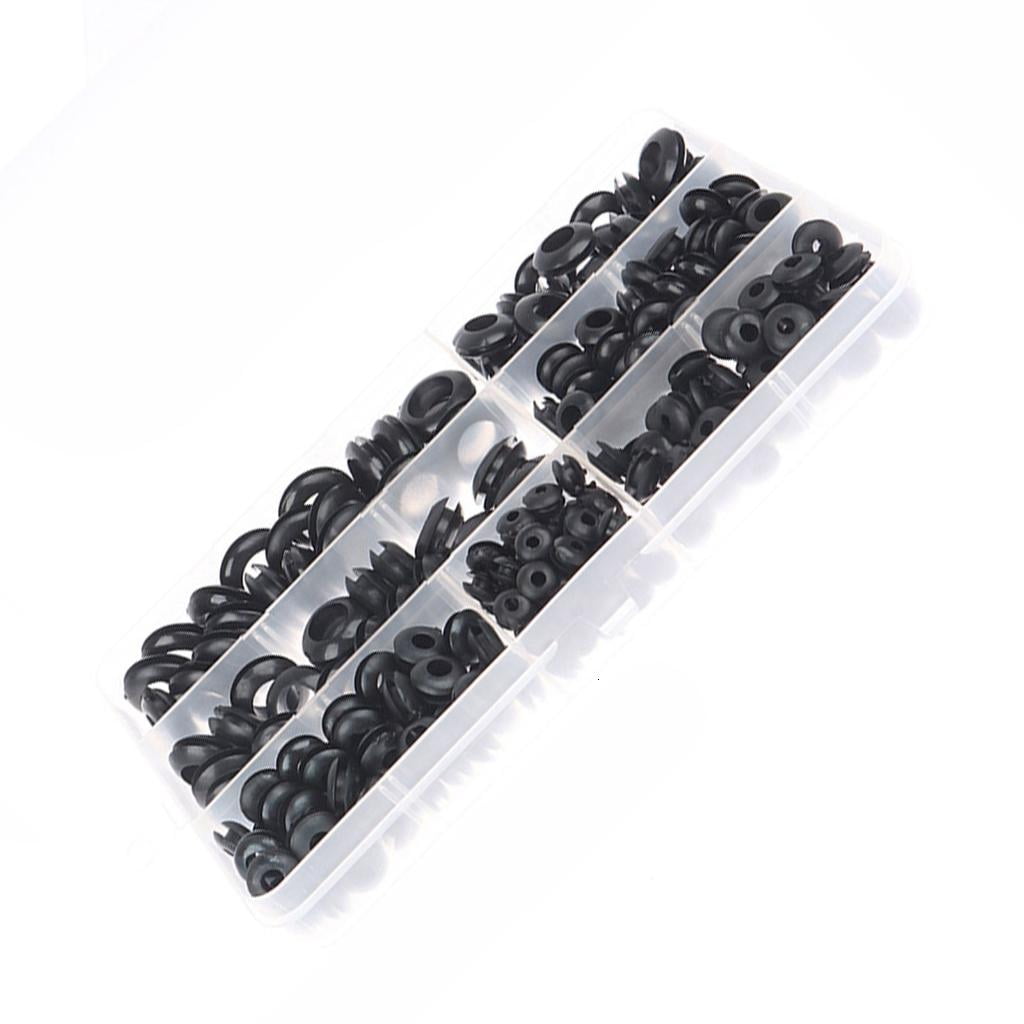 MOMOJIA 260Pcs 7 Size Rubber Grommet Assortment Firewall Solid Closed ...