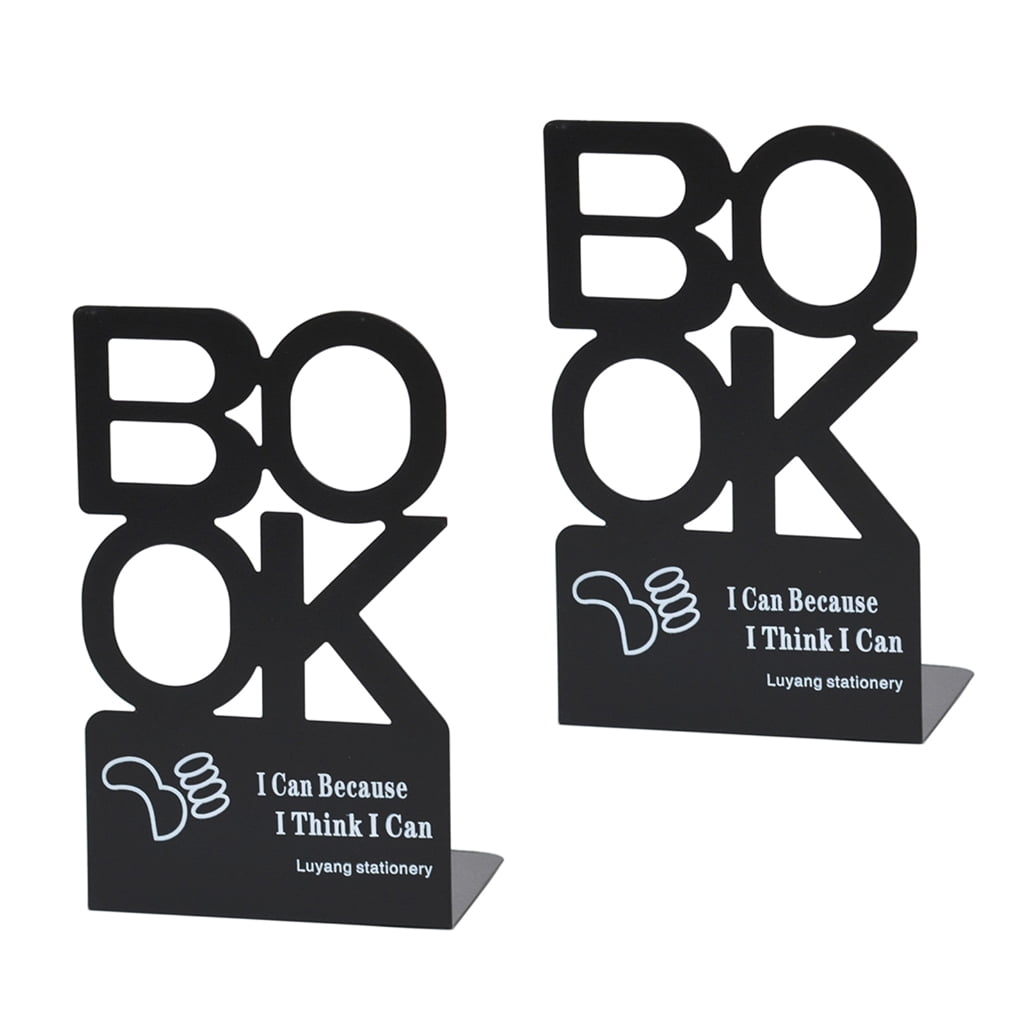 MOMOJIA 2Pcs Hollowed Letter Bookends Metal Book Stopper for Home ...