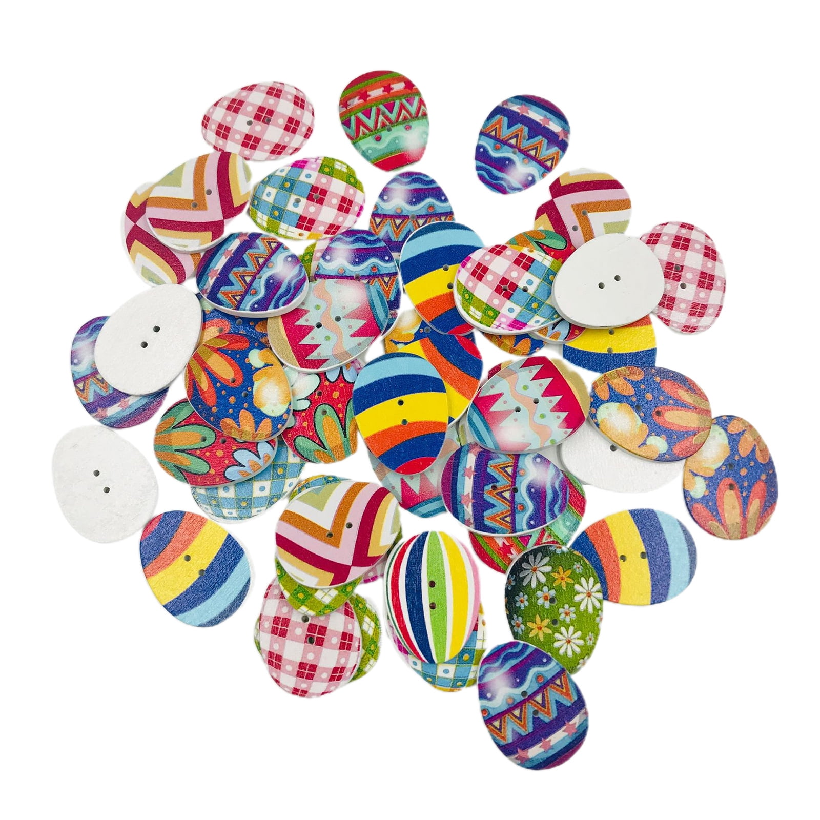 MOMOJIA 50Pcs Mixed Color Wooden Easter Eggs Buttons with 2 Holes for ...