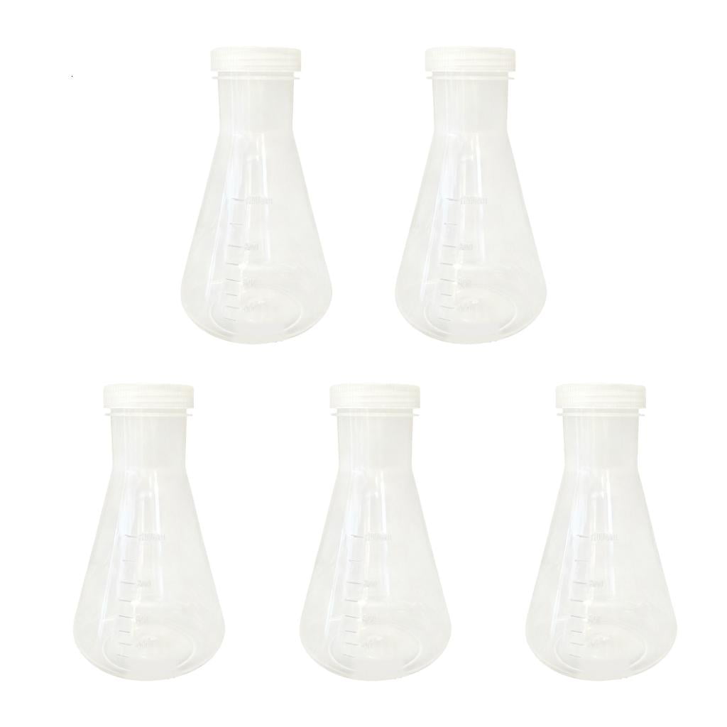 MOMOJIA 5Pcs Clear Plastic Triangular Flasks with Anti Spill Screw Lid ...