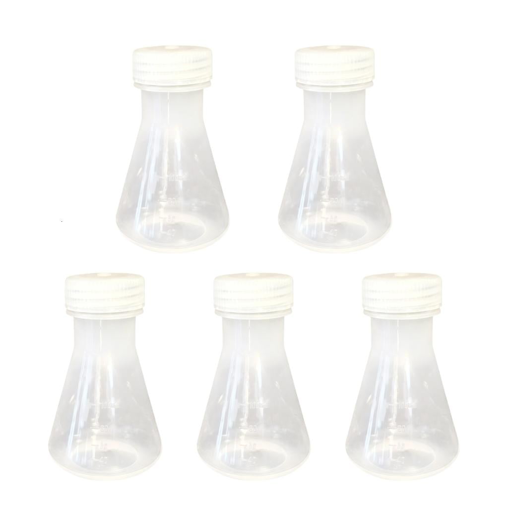 MOMOJIA 5Pcs Clear Plastic Triangular Flasks with Anti Spill Screw Lid ...