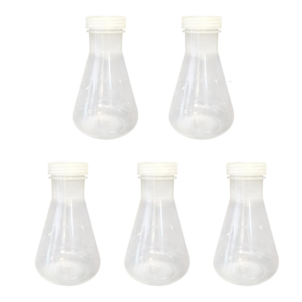 MOMOJIA 5Pcs Clear Plastic Triangular Flasks with Anti Spill Screw Lid ...