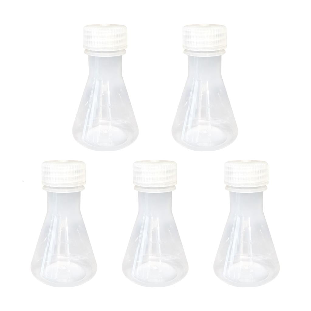 MOMOJIA 5Pcs Clear Plastic Triangular Flasks with Anti Spill Screw Lid ...