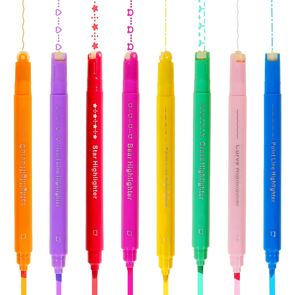 MOMOJIA 8PCS Double Headed Coloring Pens Featuring Decorative Edge Tip ...