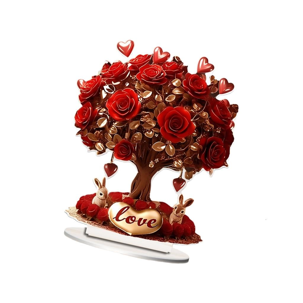 MOMOJIA Acrylic Love Rose Tree Tabletop Art 2D Sculpture Decors for ...