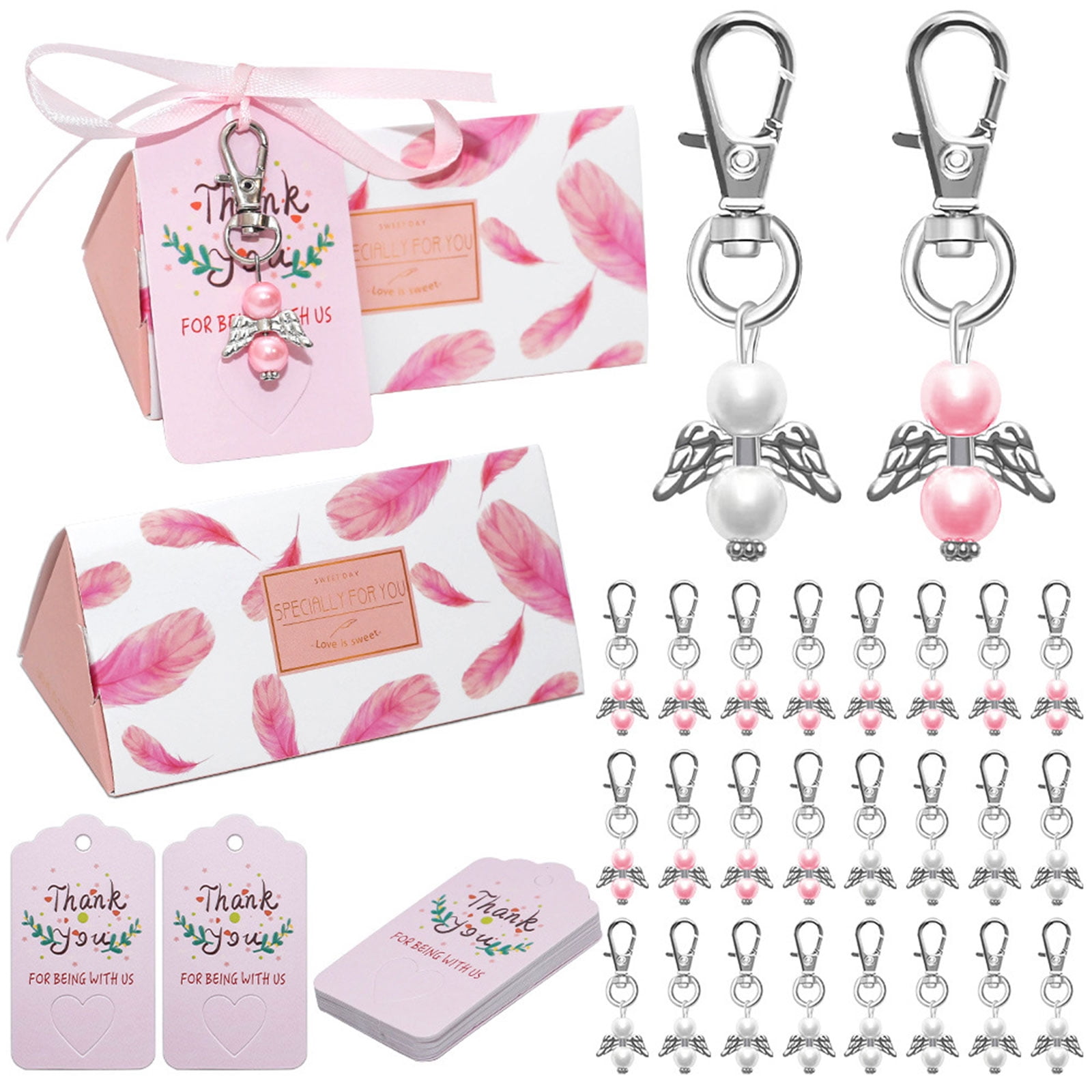 MOMOJIA Angel Keychains with Thank You Tags Paper Candy Boxes 24 Set ...