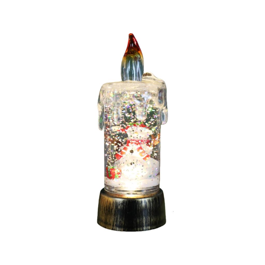 MOMOJIA Christmas Snow Globes Glitter Water Globe Candle Shape ...